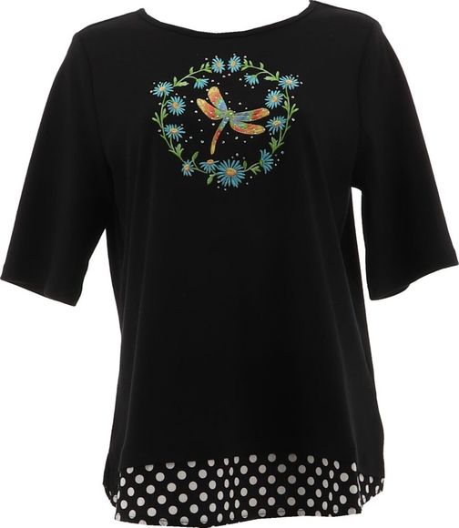 Quacker Factory | Tops | Quacker Factory Embellished Top Polka Dot Hem ...